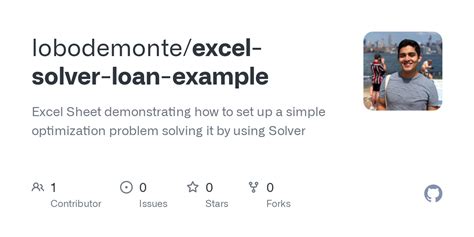 Github Lobodemonteexcel Solver Loan Example Excel Sheet Demonstrating How To Set Up A Simple