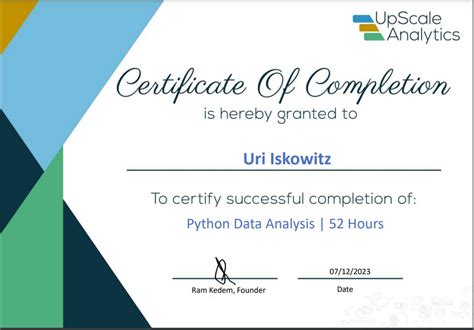 Uri Iskovich On Linkedin Dataanalysis Python Certificate Datadrivendecisions
