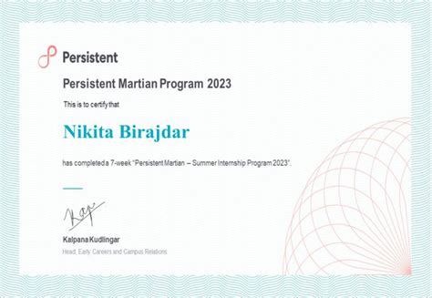 internship learningjourney persistentsystems nikita birajdar