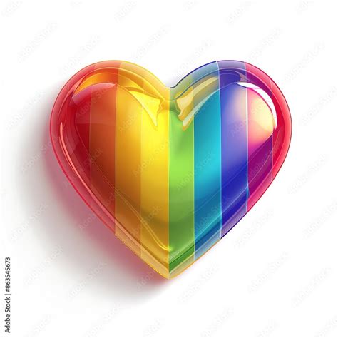 Lgbt Pride Heart 3d Effect Vibrant Rainbow Gradient Isolated On