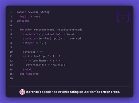 Lsorancos Solution For Reverse String In Fortran On Exercism