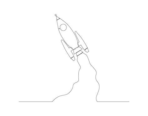 Premium Vector Continuous One Line Drawing Of Rocket One Line Of Spacecraft Flying Universe