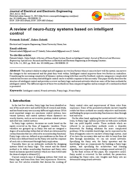 A Review Of Neuro Fuzzy Systems Based On Intelligent Control Pdf Fuzzy Logic Artificial