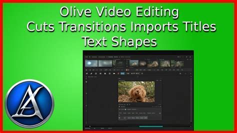Olive Video Editing Lesson 6 Cuts Transitions Imports Titles Text Shapes