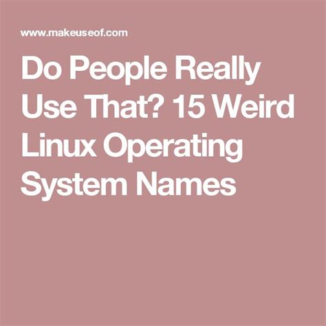 Do People Really Use That 15 Weird Linux Operating System Names