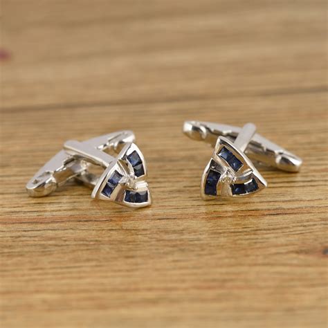 Buy Natural Blue Sapphire Silver Cufflinks 925 Sterling Silver Mens