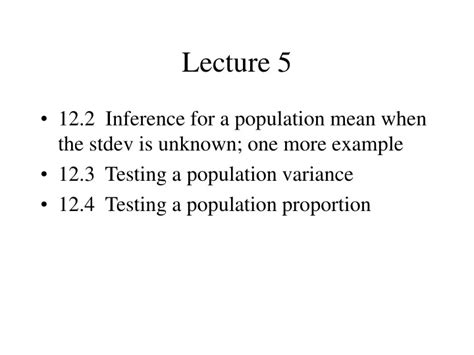 Ppt Inference Testing And Estimating In Statistics Lecture 5 Powerpoint Presentation Id