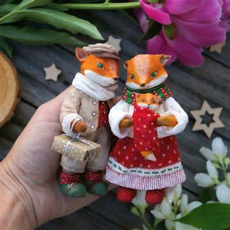 Любящая семья лис ватные ёлочные игрушки заказать на Ярмарке Мастеров Ova94ru Игрушки Уфа