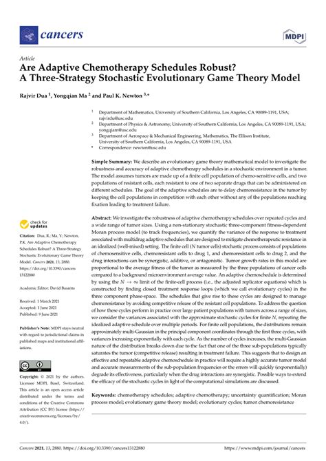Pdf Are Adaptive Chemotherapy Schedules Robust A Three Strategy