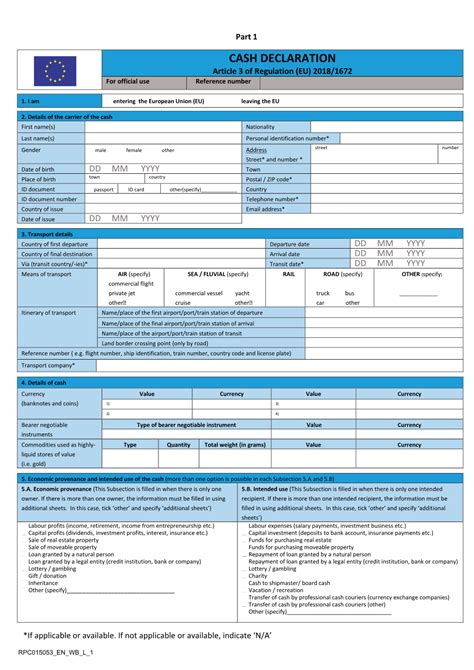 Cash Declaration Form Docslib Cash Declaration Form Docslib