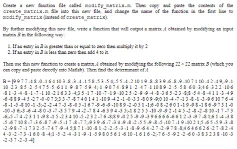 Create A New Function File Called Modifymatrixm