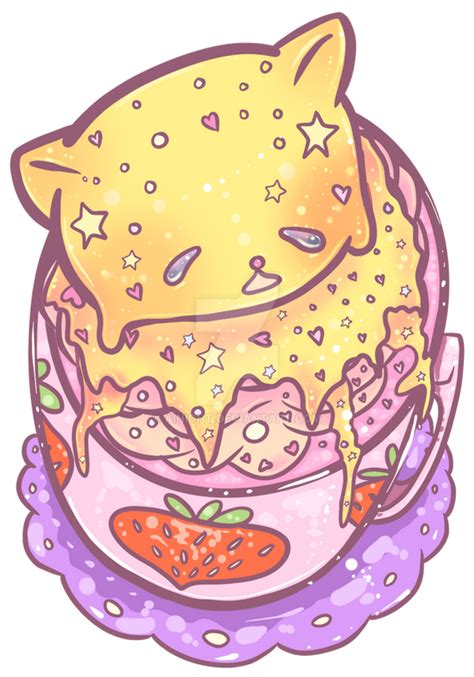 Kawaii Custard Cat On Top Of Strawberry Milk By Ainight On Deviantart