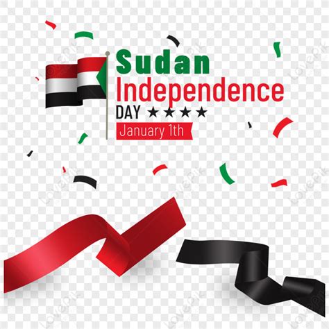 수단 독립 기념일 빨간색과 검은 색 리본 일러스트 플래그 요소기호인사 Png 일러스트 무료 다운로드 Lovepik