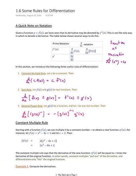 1 6 Some Rules For Differentiation A Quick Note On Notation Prime