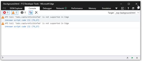 Api Call Tabscapturevisibletab Is Not Supported In Edge Stack Overflow