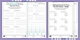 How To Add And Subtract Decimal Fractions To Decimal Places Activity Sheet