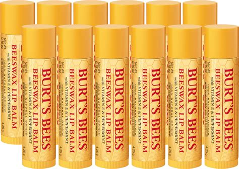 Burts Bees Lip Balm Original Beeswax 12 Count Pack In Bulk Lip Moisturizer With