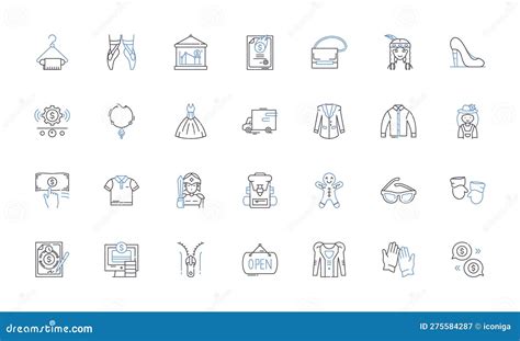 Wardrobe Production Line Icons Collection Fabric Design Pattern Stitching Tailoring