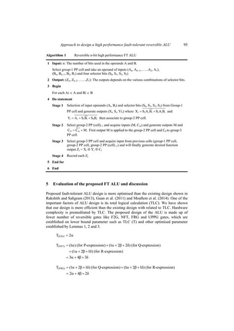 Approach To Design A High Performance Fault Tolerant Reversible Alu Pdf
