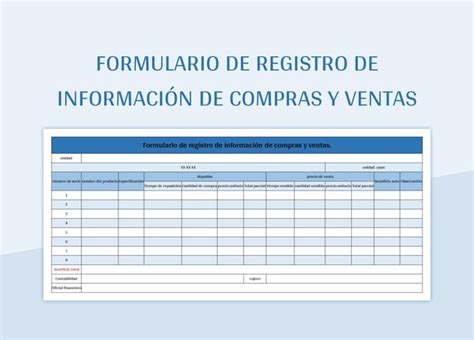 Plantilla De Formato Excel Formulario De Registro De Información De