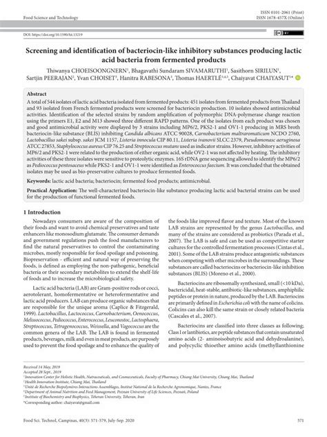 Pdf Screening And Identification Of Bacteriocin Like Nisin