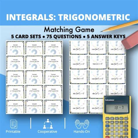 Calculus Integrals Trigonometric Matching Activity By Qwizy Tpt