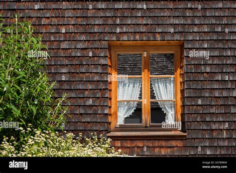 Wooden Shingle Facade With Window At Hofrichterhaus Near Seeon Monastery Upper Bavaria Bavaria