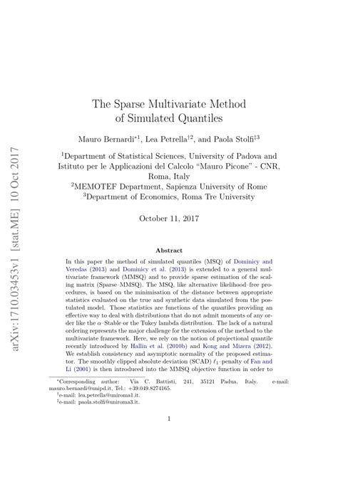 Pdf The Sparse Multivariate Method Of Simulated Quantiles