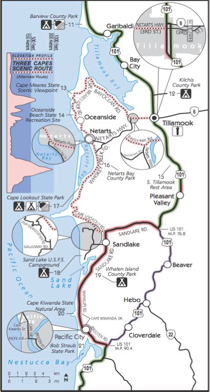 Oregon Coast Map Printable The Oregon Coast From Netarts Bay To Cape