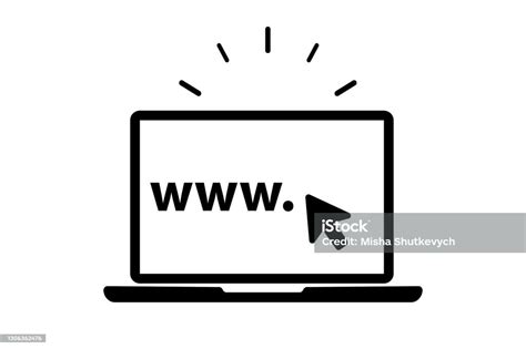 랩톱 컴퓨터 아이콘입니다 컴퓨터 화면을 클릭하는 포인터 마우스 화살표 커서와 함께 표시합니다 노트북은 앞보기를 모의합니다 온라인 서비스 웹 디자인 전자 상거래 및 마케팅