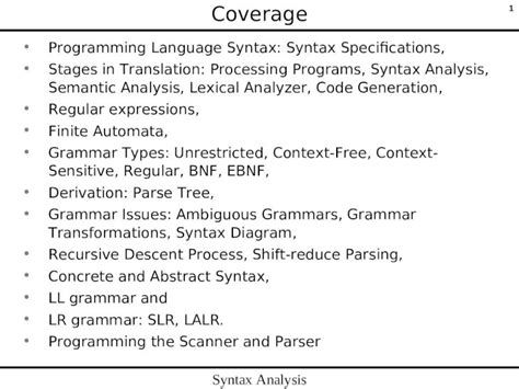 Ppt 1 Syntax Analysis Programming Language Syntax Syntax