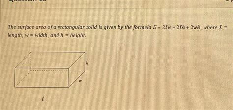 the surface area of a rectangular solid is given by the formula s