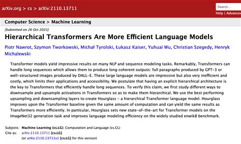 Elvis On Twitter Hierarchical Transformers Are More Efficient Language Models We Postulate