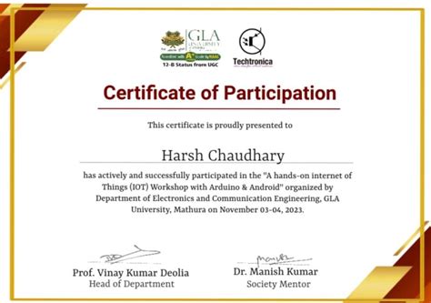 Harsh Chaudhary On Linkedin Happy To Share My Arduino Workshop Certificate