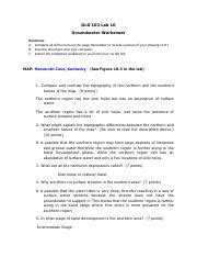 10 GLG103 NEW Lab 10 Worksheet Pdf GLG 103 Lab 10 Groundwater Worksheet Directions A