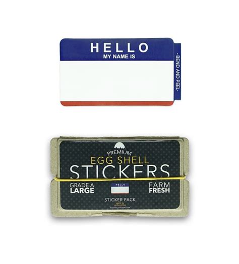 Egg Shell Stickers Blue And Red Hello My Name Is 80 Stickers Pack Ebay