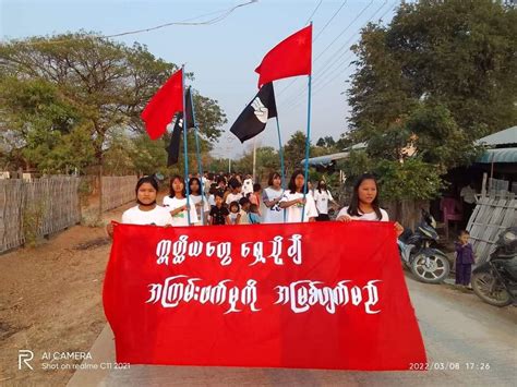 အရာတော်တွင် အကြမ်းဖက် စစ်ကောင်စီ တော်လှန်ရေး အမျိုးသမီးများ ဦးဆောင်သည့် သပိတ်စစ်ကြောင်း ချီတက