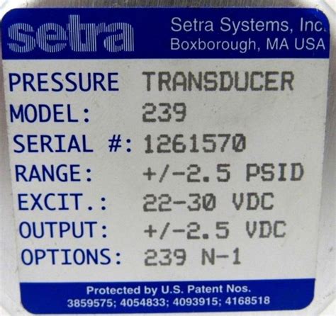 Used Setra 239 Pressure Transducer 22 30vdc Sb Industrial Supply Inc