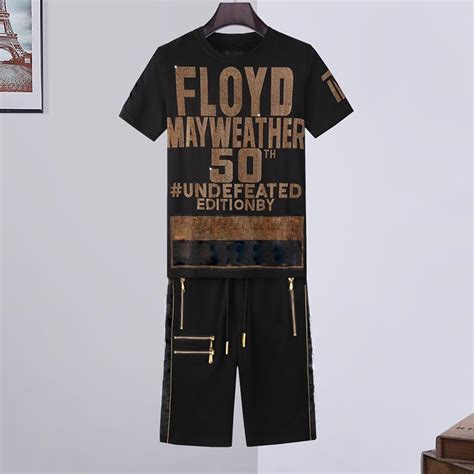 ₩29에서 100 코튼 두개골 T 셔츠 바지 2 조각 세트 망 여름 솔리드 크리스탈 티셔츠 캐주얼 펑크 트랙 슈트 편지