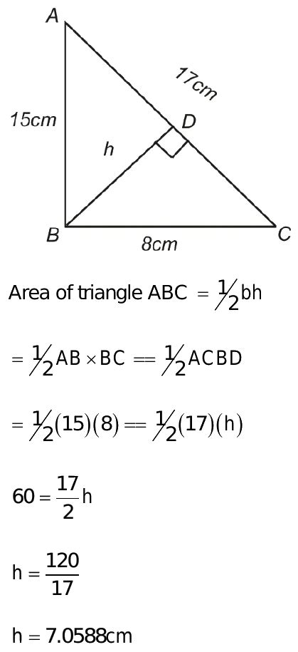 The Length Of The Sides Of A Triangle Are 8 Cm 15 Cm And 17 Cm