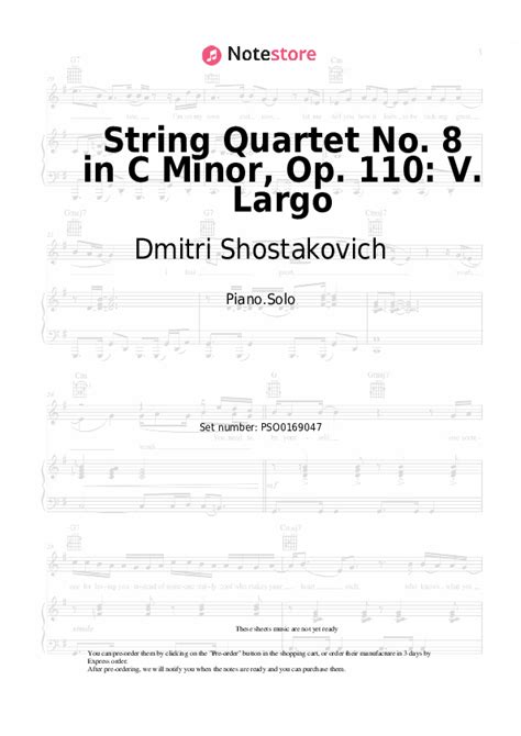 Dmitri Shostakovich String Quartet No 8 In C Minor Op 110 V Largo Partituras Para Piano