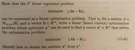 Solved Show That The Fi Linear Regression Problem Minimize Chegg