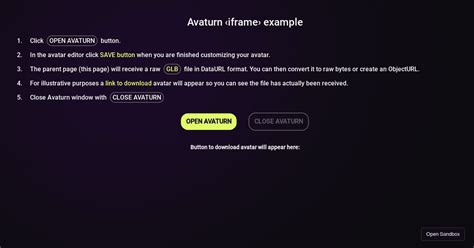 Avaturn Iframe Example Forked Codesandbox