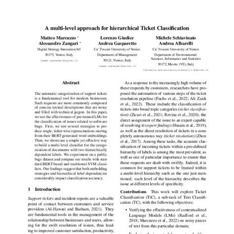 A Multi Level Approach For Hierarchical Ticket Classification Acl