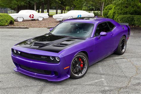 Purple Awesomeness Dodge Challenger Fitted With Aftermarket Vented Hood