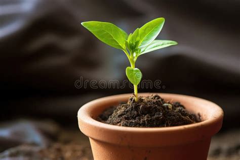 Close Up Of A Single Sprouting Seedling In A Tiny Pot Stock Image Image Of Tiny View 290108599