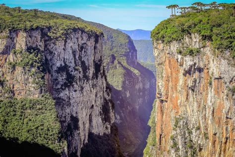 Canyon Itaimbezinho And Jungle Valley At Sunny Day Rio Grande Do Sul