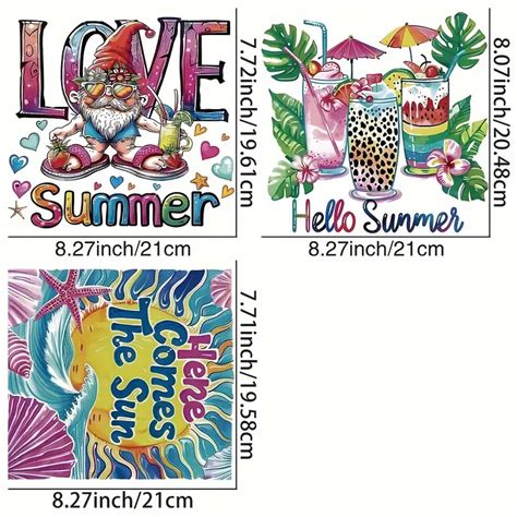 여름 컬렉션 Diy 아이언온 열전달 데칼 36개 티셔츠 마스크 청바지 백팩 등에 쉬운 적용 비닐 스티커 내 Temu