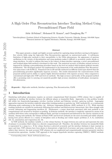 Pdf A High Order Flux Reconstruction Interface Tracking Method Using