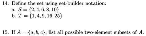 Solved 14 Define The Set Using Set Builder Notation A Chegg Com